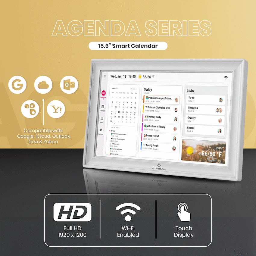 Volkano Agenda Series Smart Calendar and Digital Photo Frame 15.6 ...