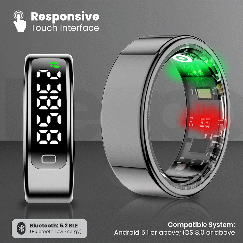 Volkano Ring Series Ring Pro Smart Ring with Charging Case - 19.9mm ...